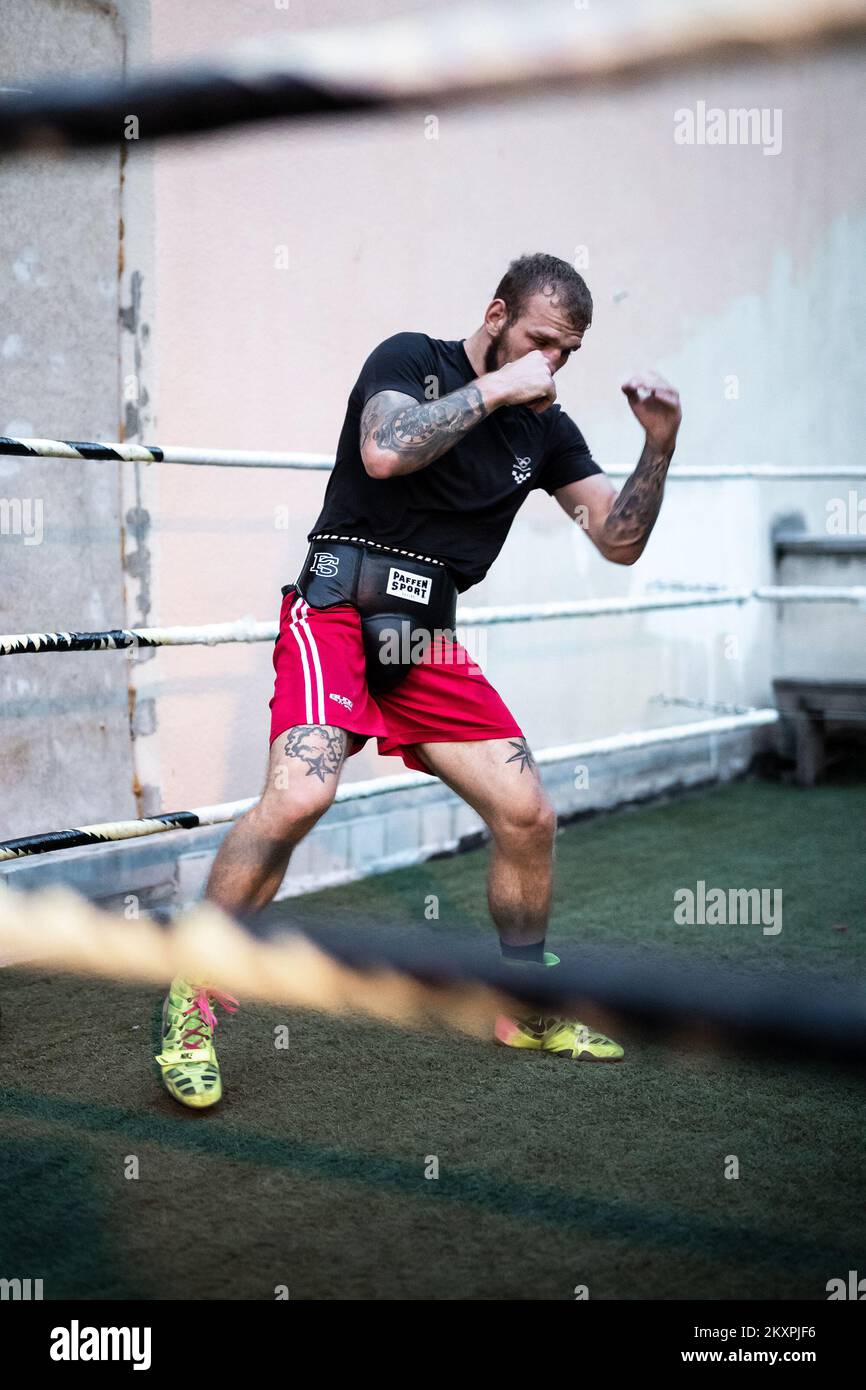 Croatian boxing champion Luka Plantic is seen during training before ...