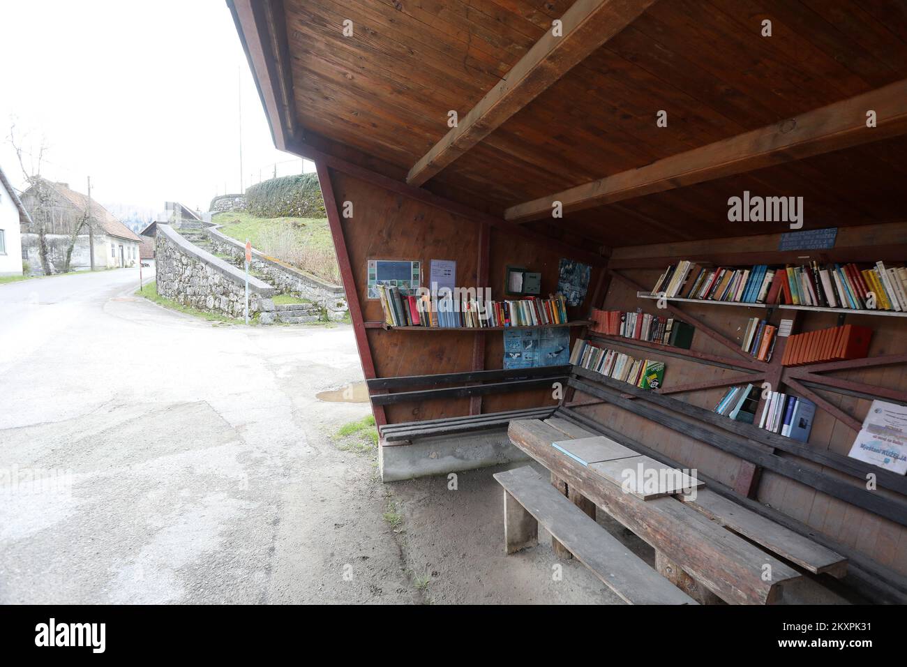 Raj Library and Reading Room located in the bus station in Kuzelj ...