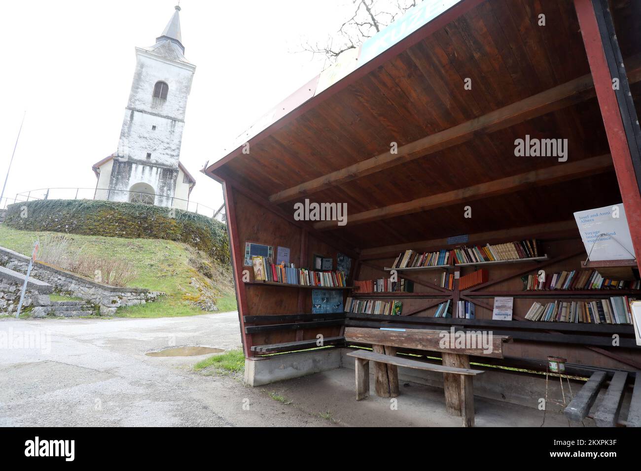 Raj Library and Reading Room located in the bus station in Kuzelj ...