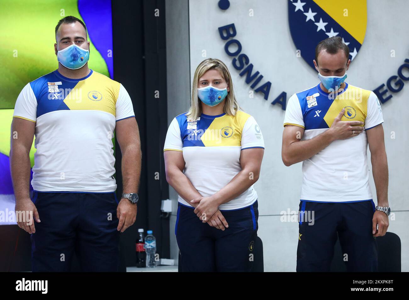 Bosnian athletes Mesud Pezer, Larisa Ceric, Amel Tuka at an event where ...