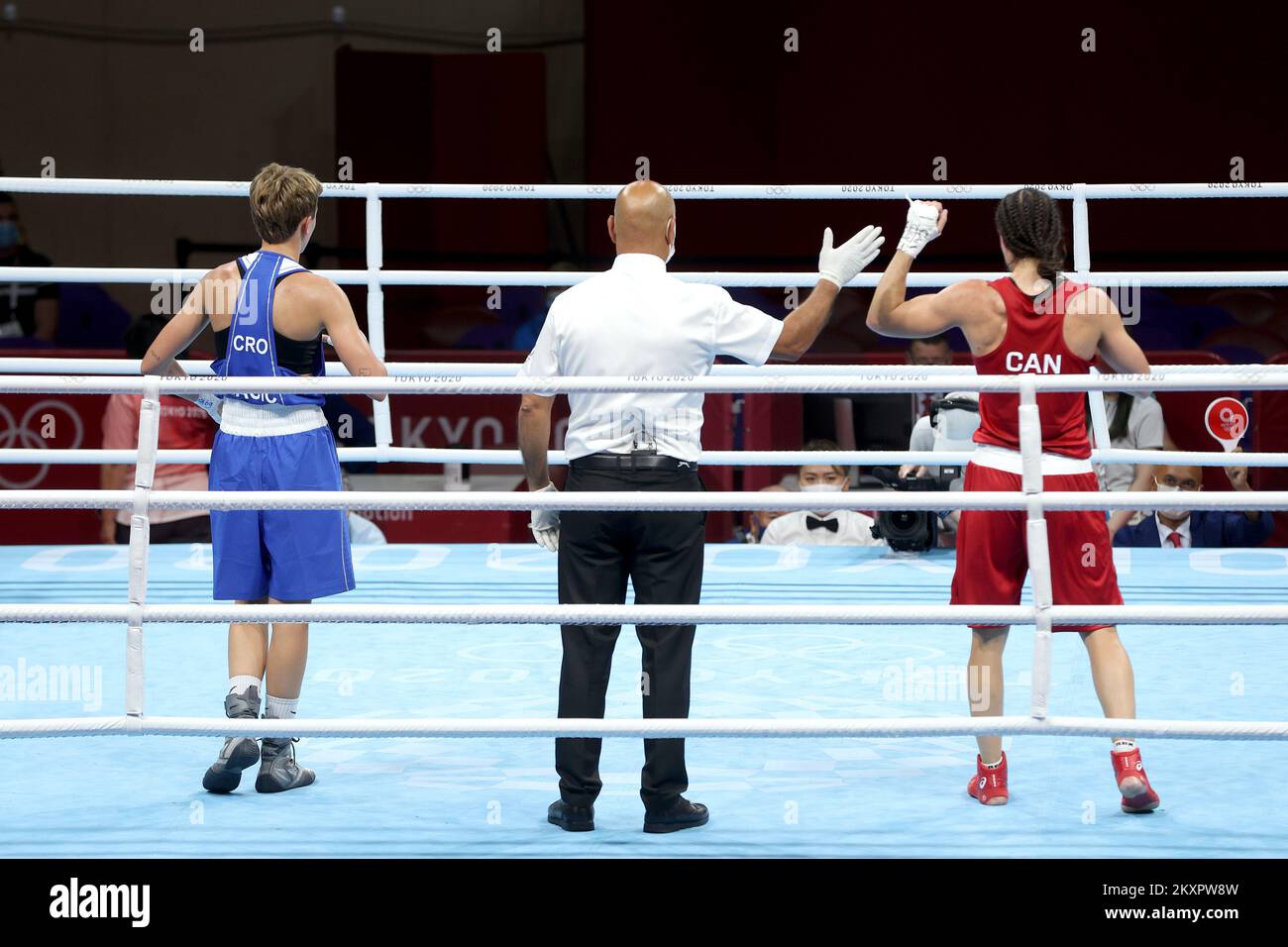 Nikolina Cacic (R) of Croatia and Caroline Veyre (L) of Canada after ...