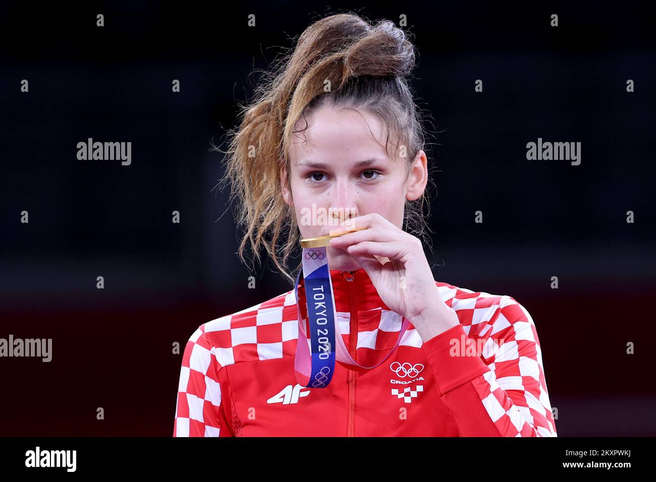 Gold medalist Matea Jelic of Croatia poses with the gold medal for the ...