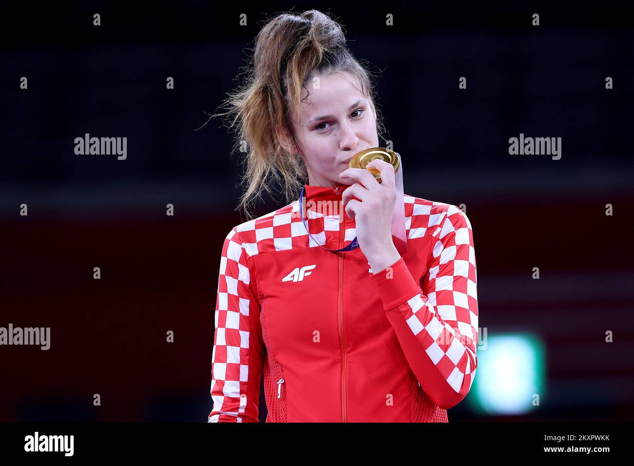 Gold medalist Matea Jelic of Croatia poses with the gold medal for the ...