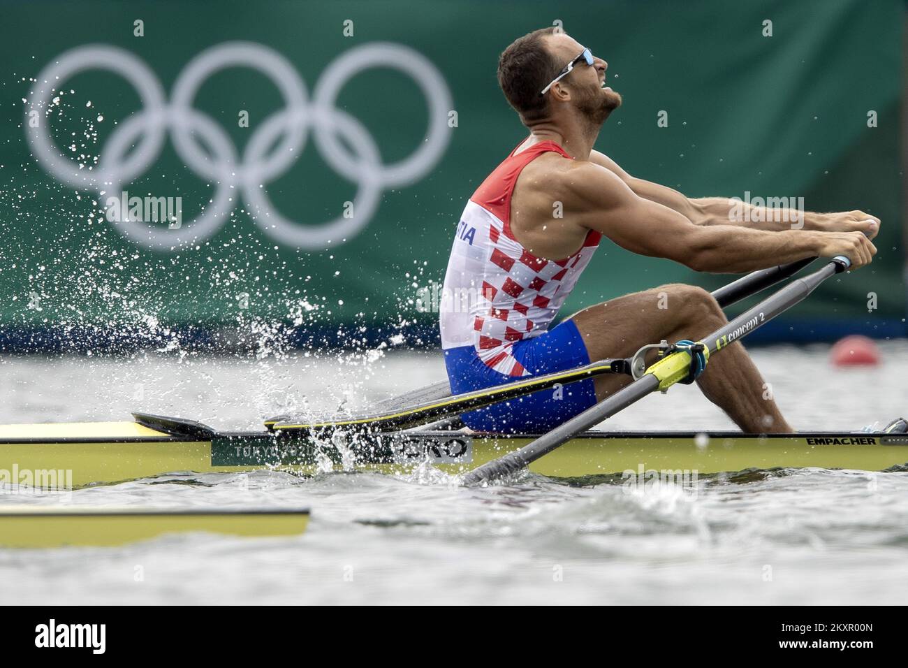 Damir Martin of Team Croatia compete in the men's single sculls final ...
