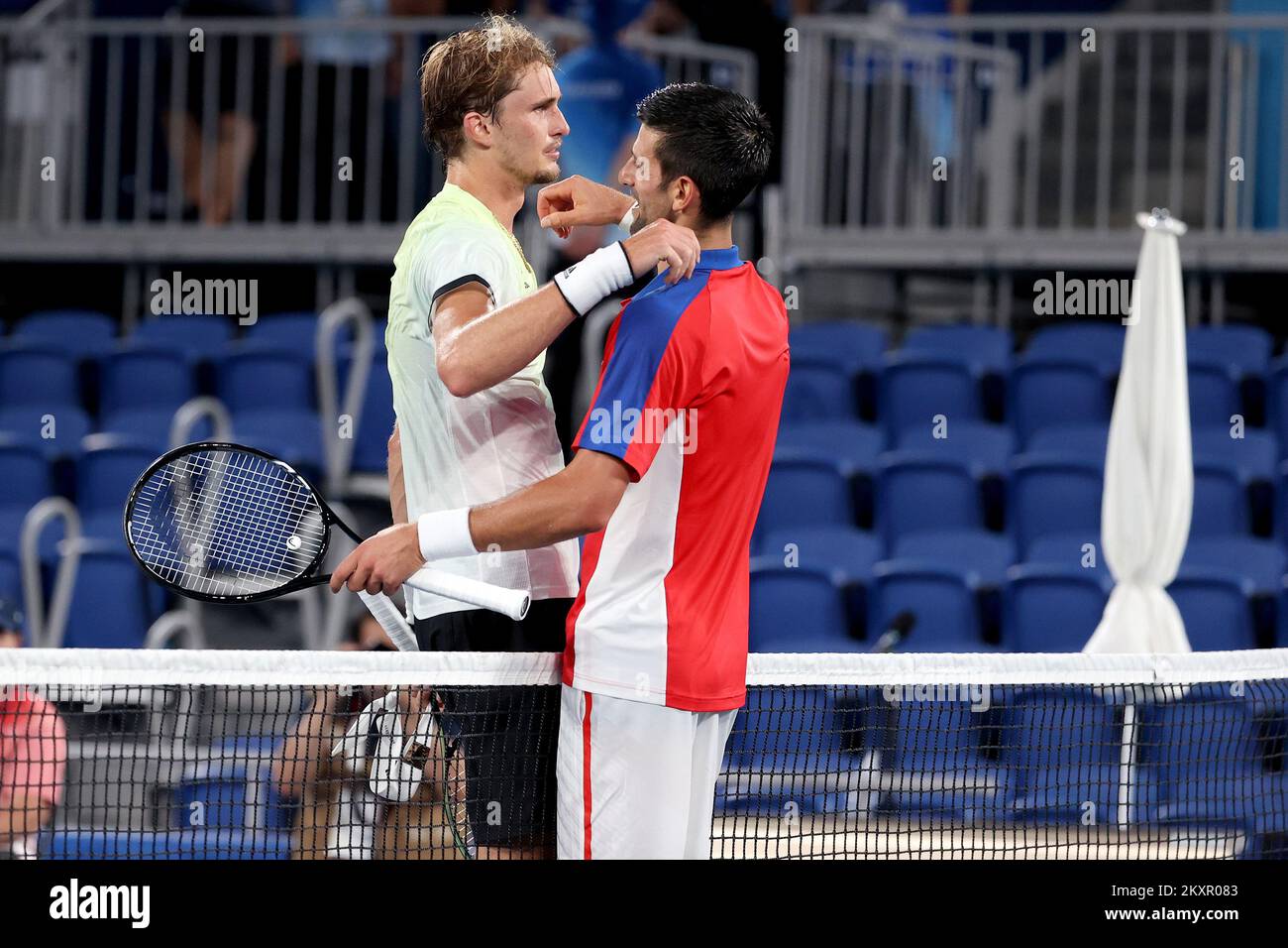 TOKYO, JAPAN - JULY 30: Serbia's Novak Djokovic (R) congratulates ...