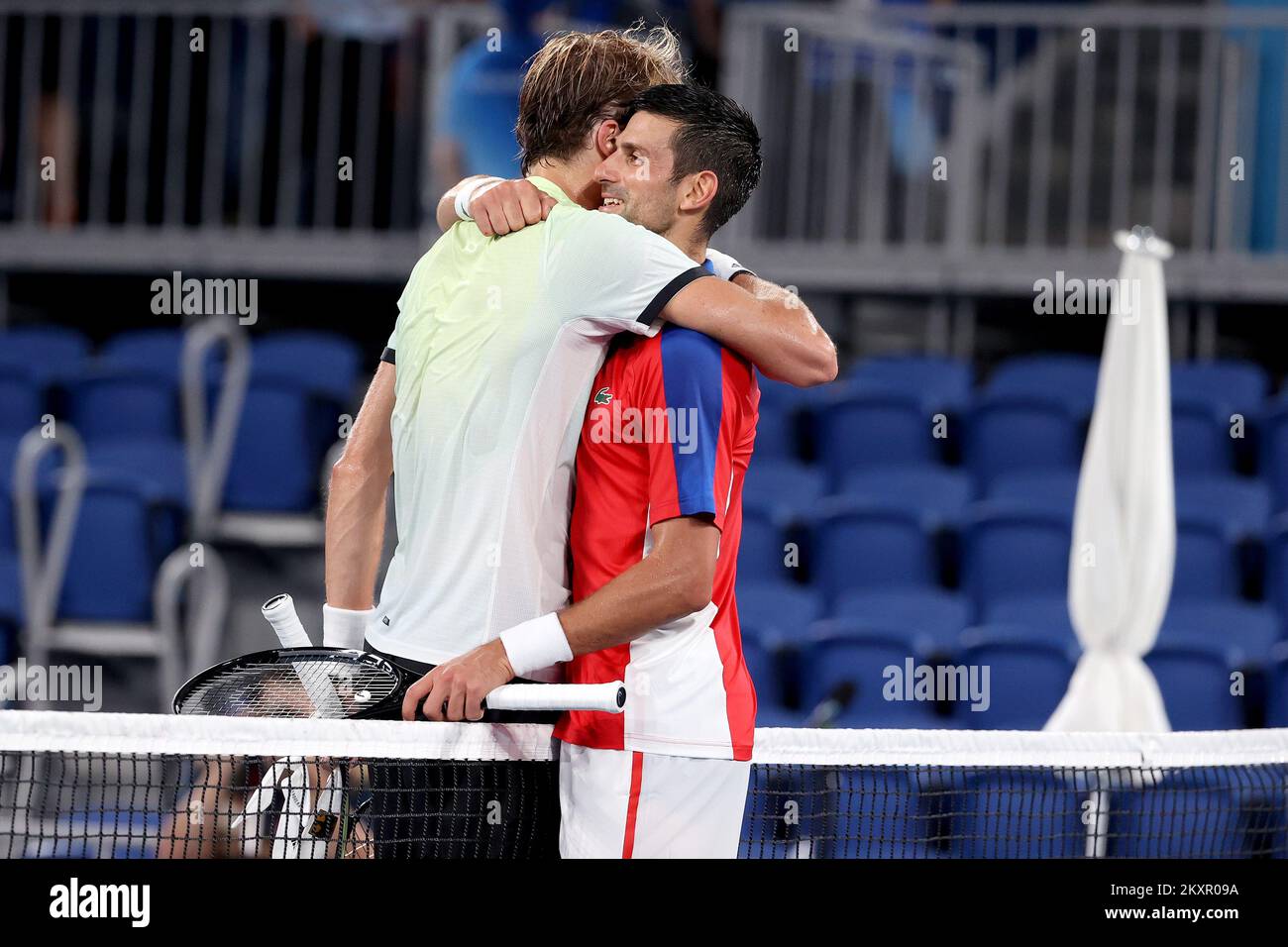 TOKYO, JAPAN - JULY 30: Serbia's Novak Djokovic (R) congratulates ...