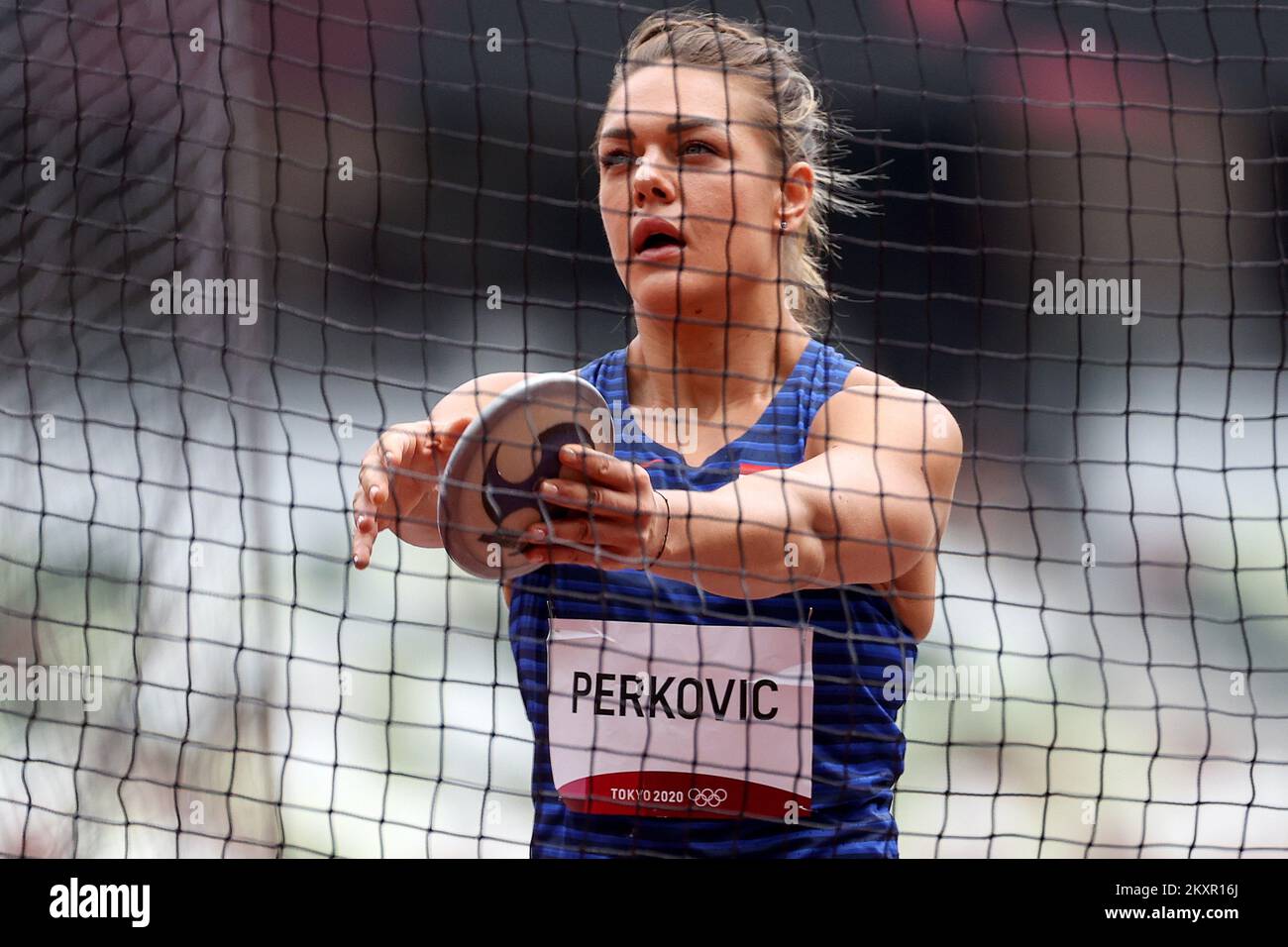 TOKYO, JAPAN - JULY 31: Sandra Perkovic of Team Croatia competes in the ...