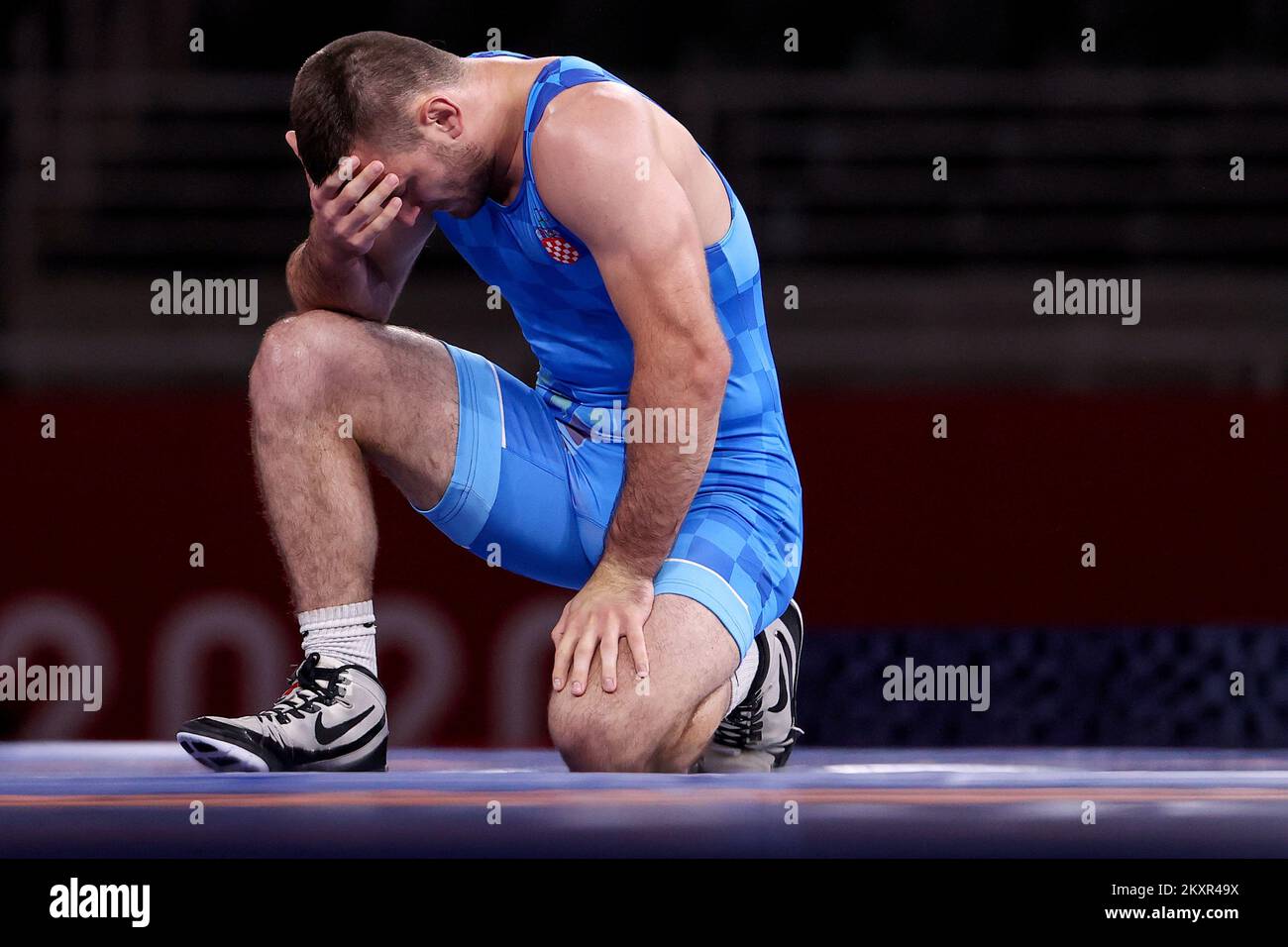 Ivan Huklek of Team Croatia reacts during the Menâ€™s Greco-Roman 87kg ...