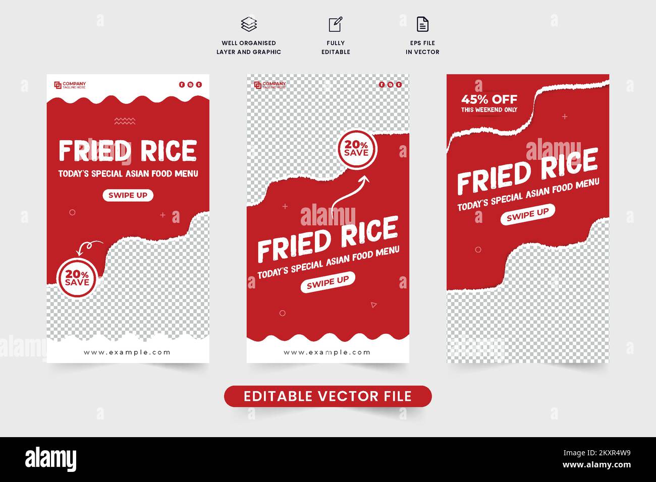 Asian restaurant discount template vector with red and white colors ...