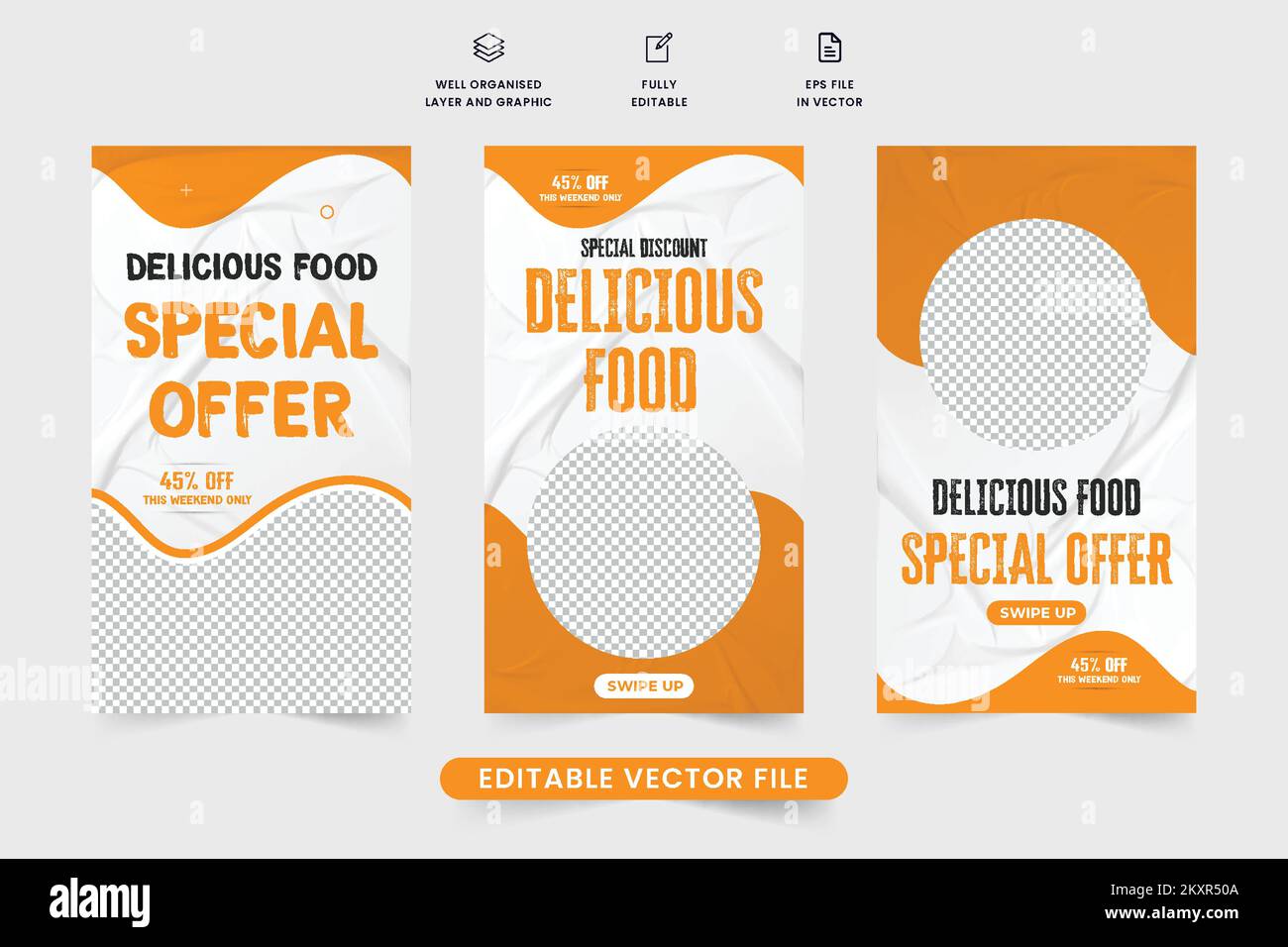 Delicious food menu social media story vector with yellow and dark ...