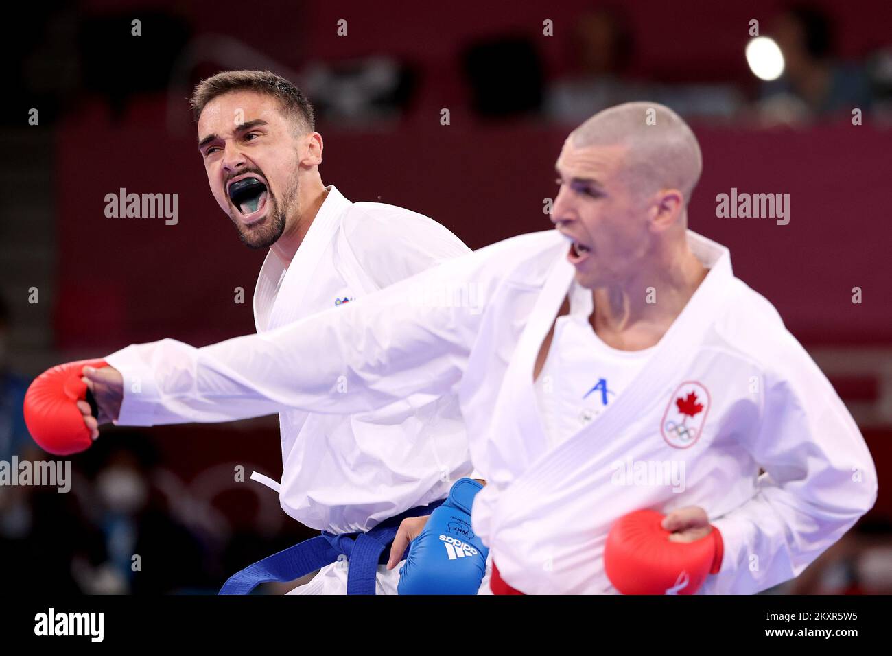 Ivan Kvesic of Team Croatia and Daniel Gaysinsky of Team Canada compete ...