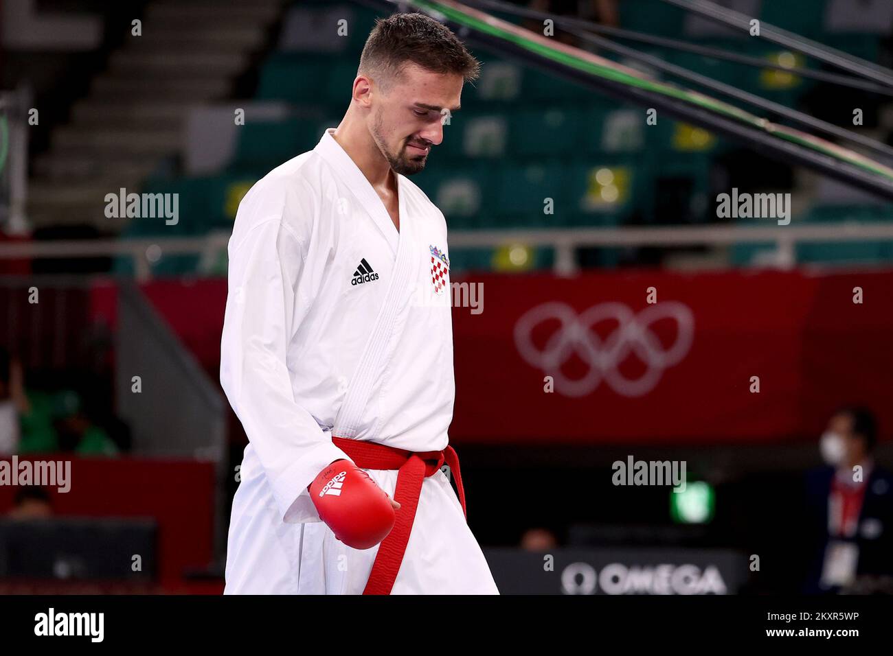 Ivan Kvesic of Team Croatia reacts after the Menâ€™s Karate Kumite ...