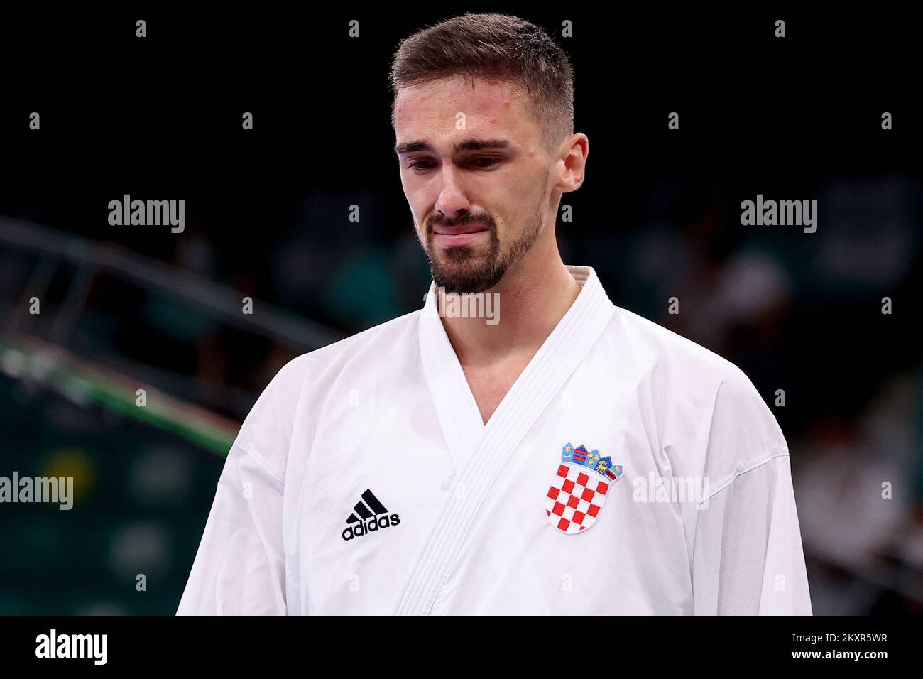 Ivan Kvesic of Team Croatia reacts after the Menâ€™s Karate Kumite ...
