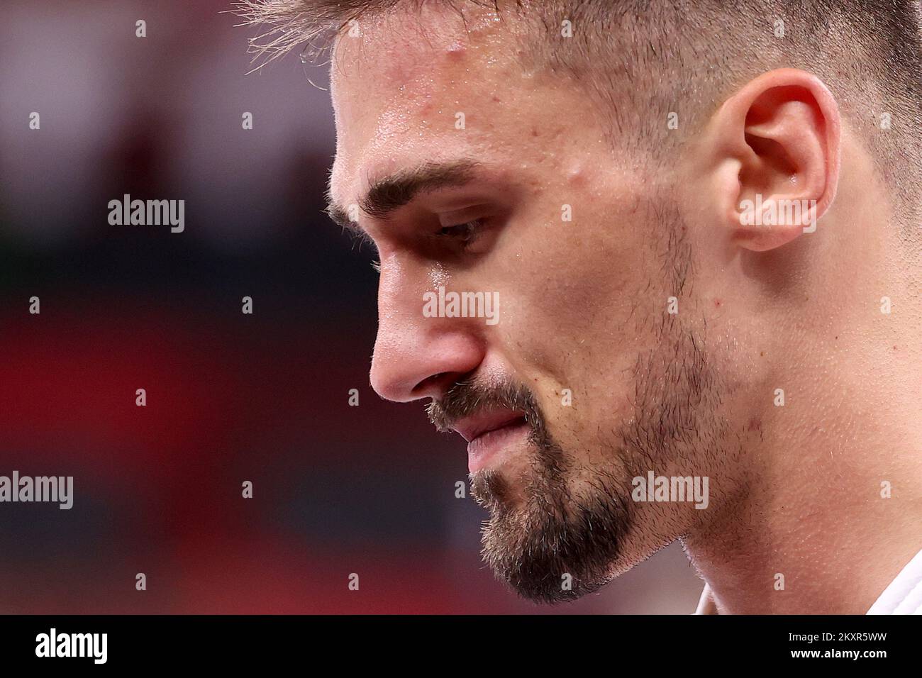 Ivan Kvesic of Team Croatia reacts after the Menâ€™s Karate Kumite ...