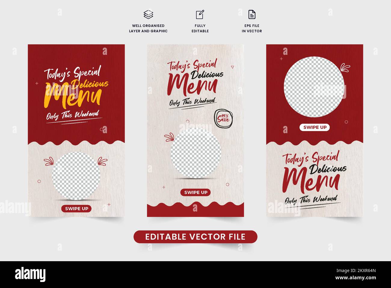Restaurant sale discount template bundle with maroon and yellow colors ...