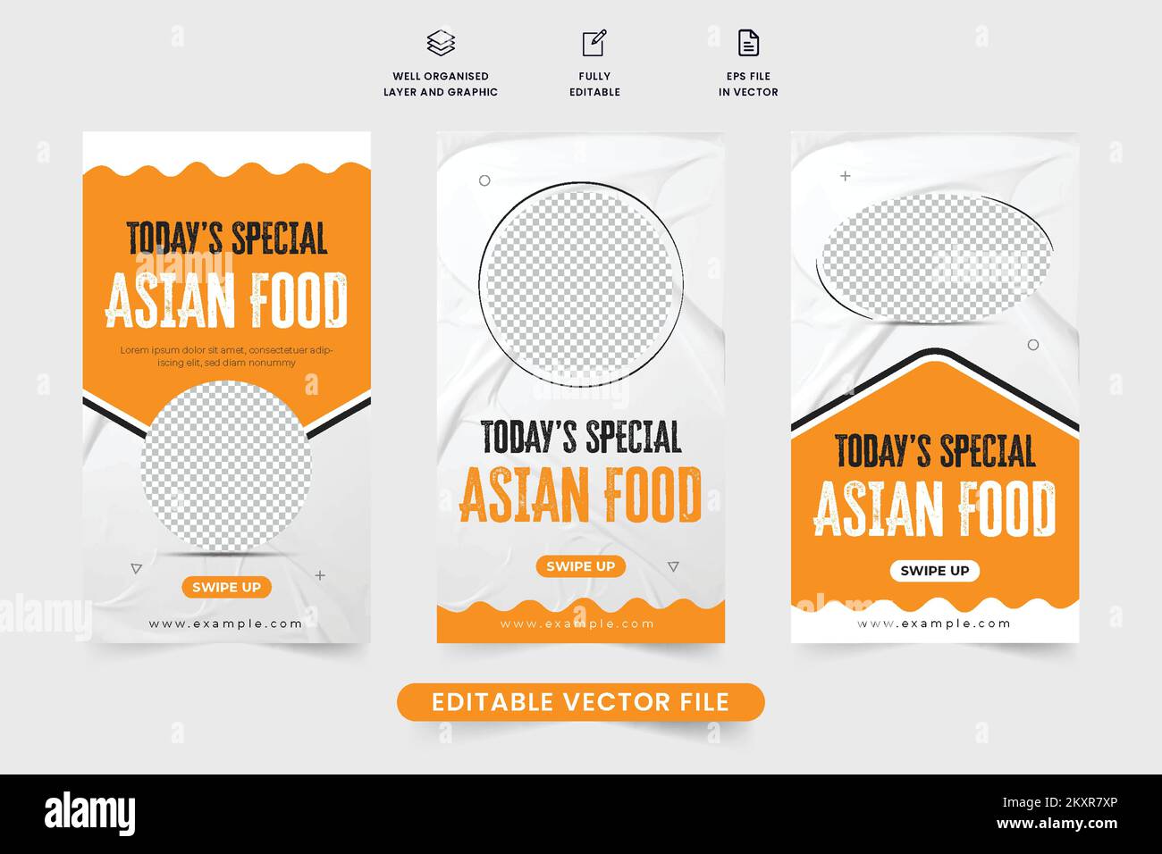 Asian food menu social media story vector with yellow and red colors ...