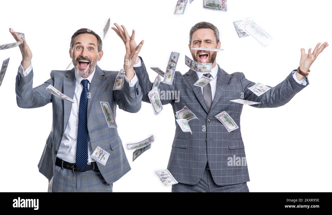 photo of glad millionaire men hold money. millionaire men hold money ...