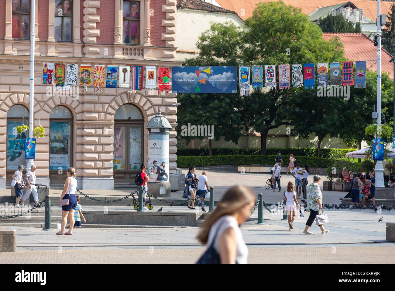 Flags by various artists were hung in the center during The Zagreb Flag ...
