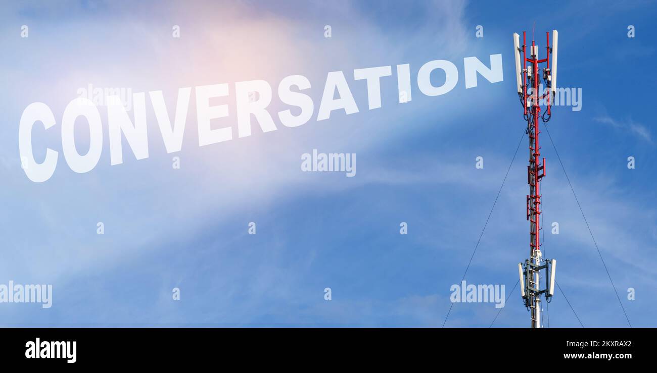 Communication and connection concept. Against the background of a blue ...