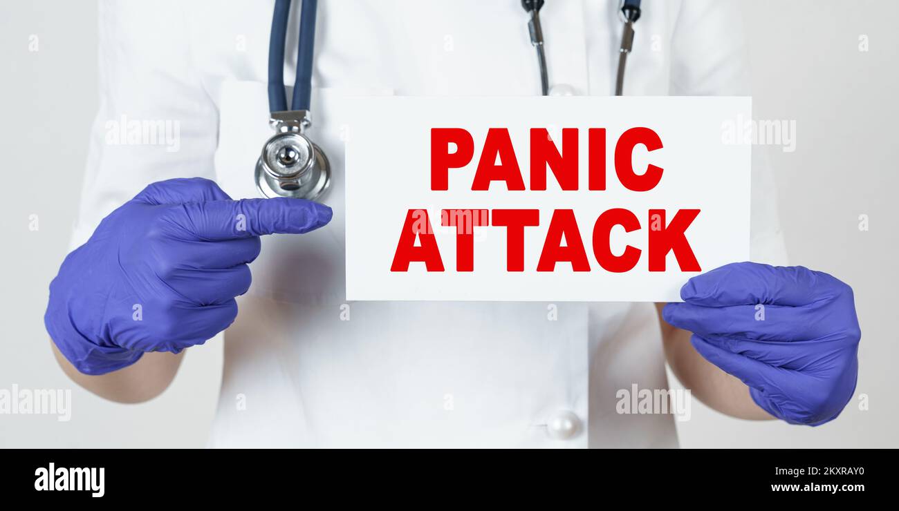 Medicine and health concept. The doctor points his finger at a sign ...