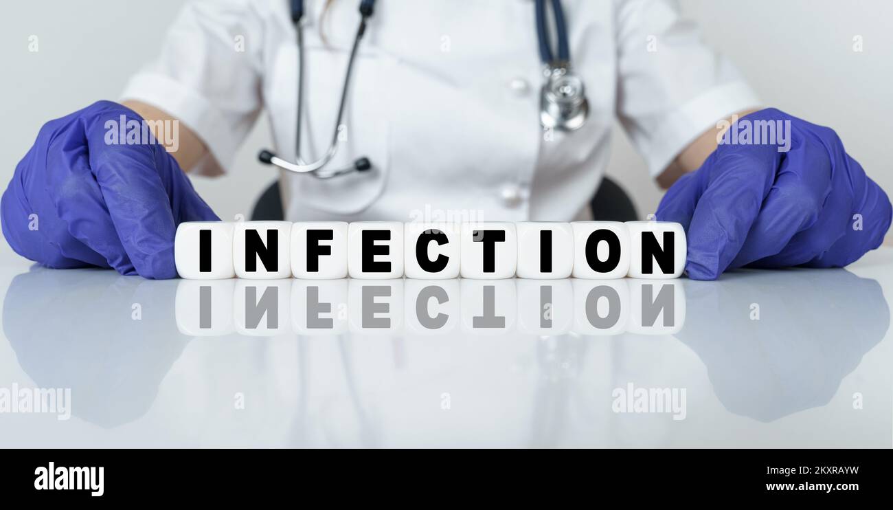 Medicine and health concept. The doctor put together a word from cubes ...