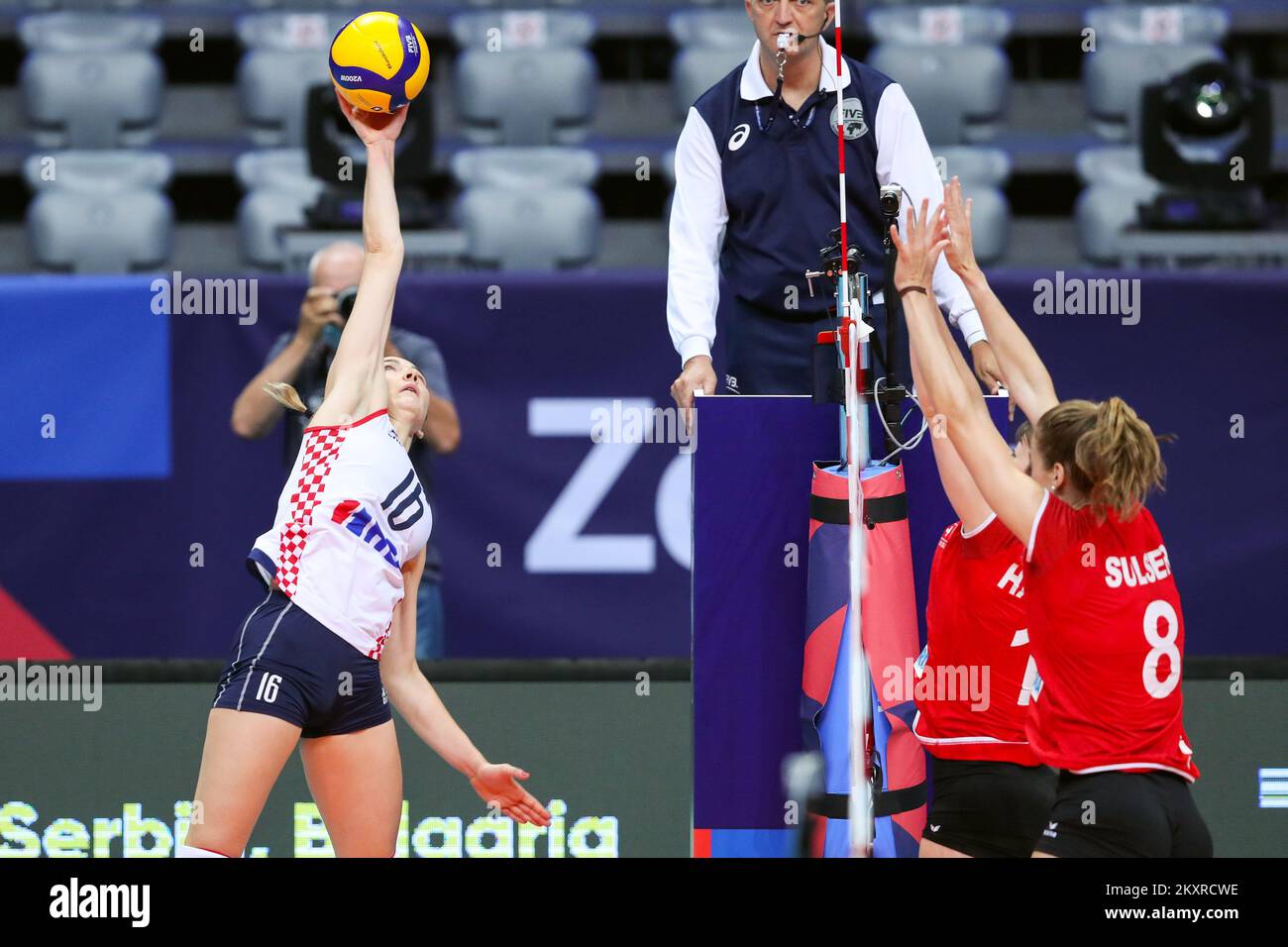 ZADAR, CROATIA - AUGUST 19: Laura Milos of Croatia in action with ...