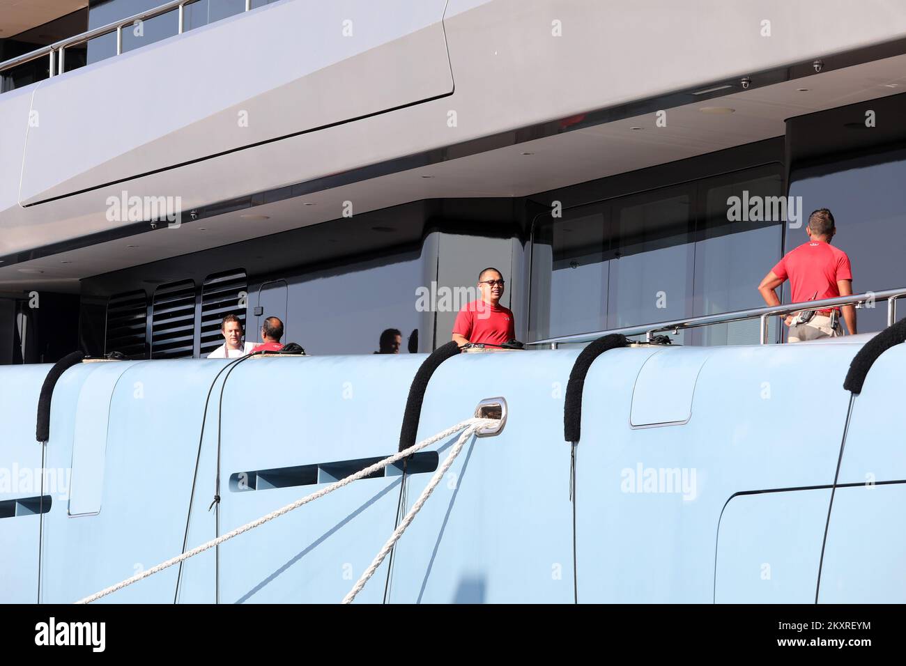 The crew of the yacht Aviva was seen in the port in Rijeka, on August ...