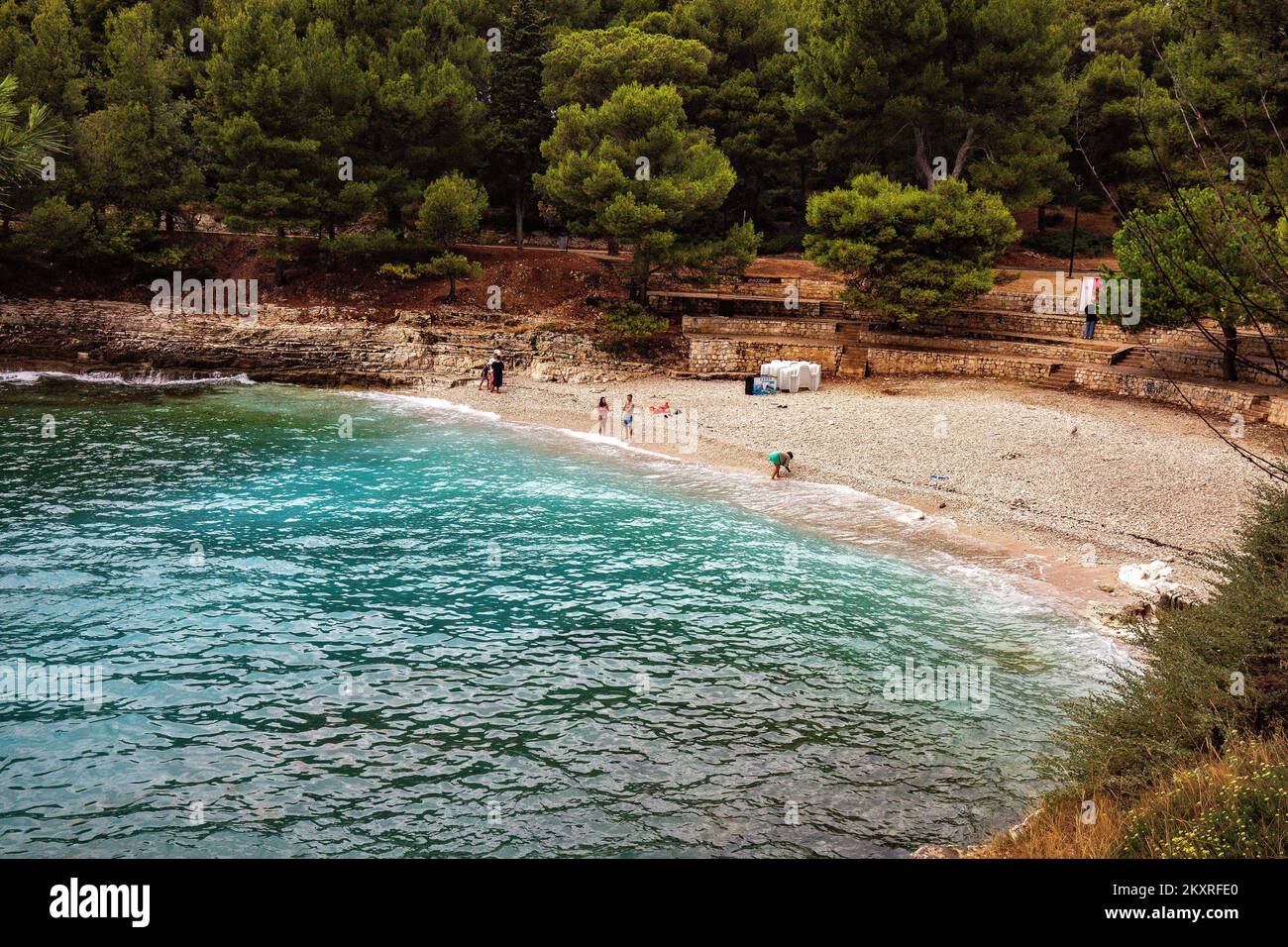 Empty beach during heavy rain and clouds after few weaks of heat above ...