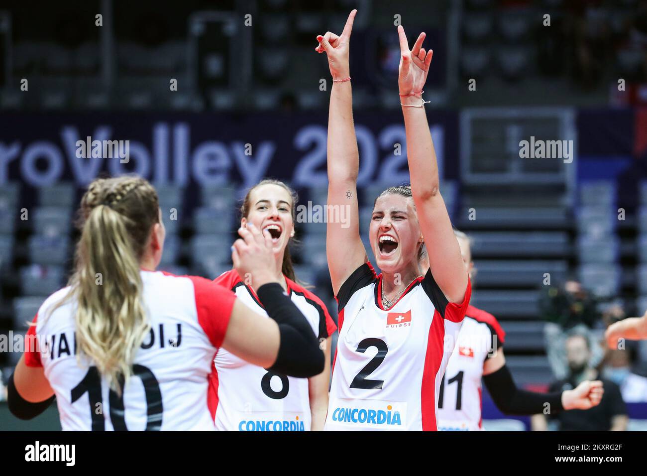 ZADAR, CROATIA - AUGUST 23: Korina Perkovac of Switzerland celebrate a ...