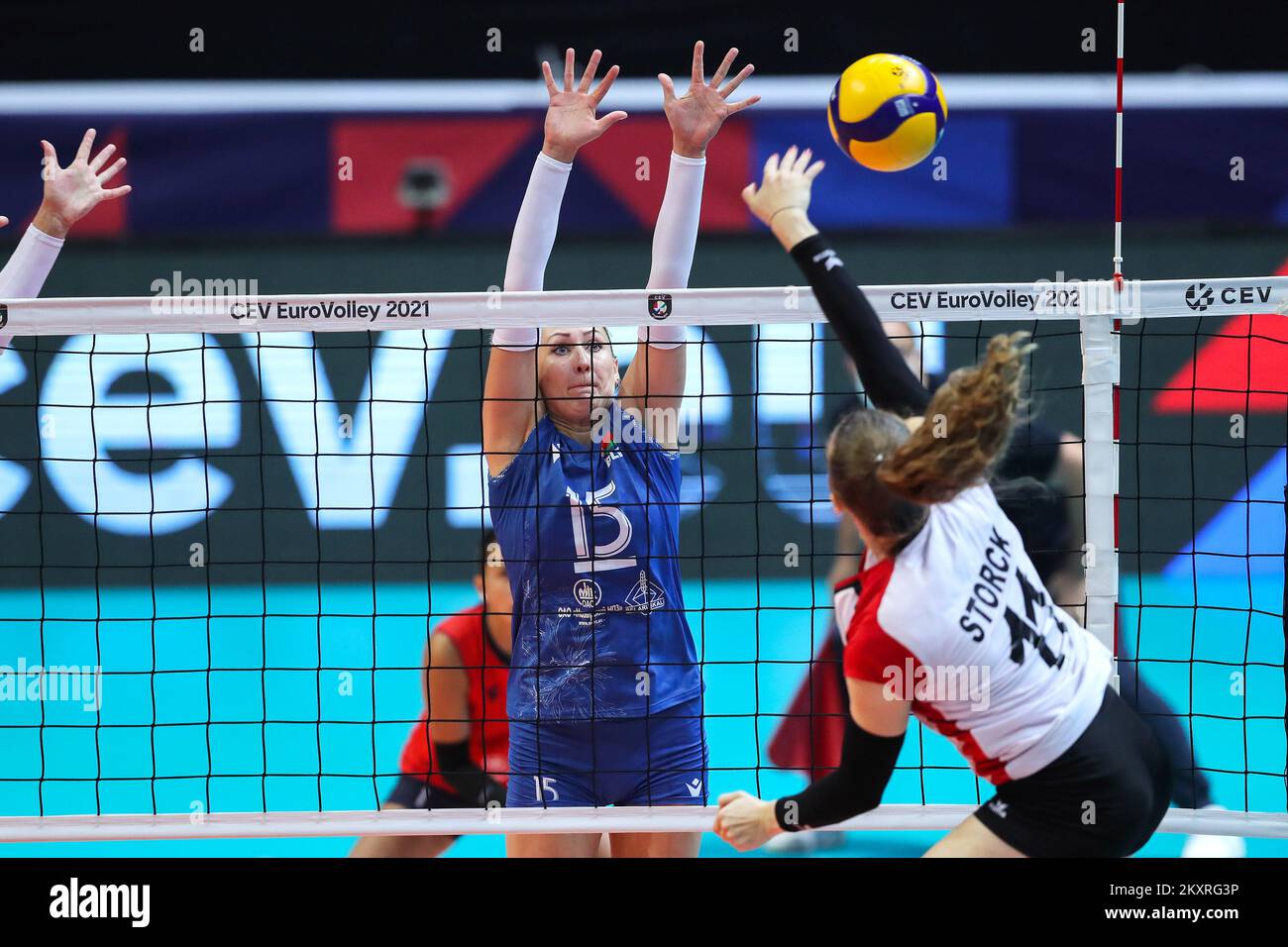 ZADAR, CROATIA - AUGUST 23: Tatsiana Markevich of Belarus attempt to ...
