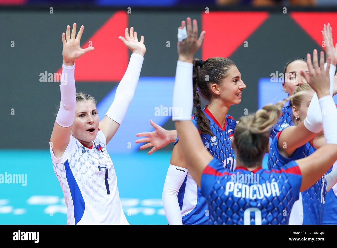 ZADAR, CROATIA - AUGUST 24: Michaela Spankova of Slovakia celebrate a ...