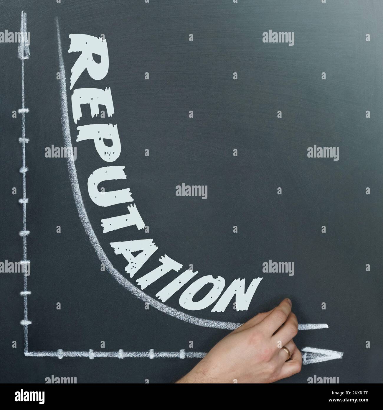 Business and finance concept. A graph is drawn on the board and it is ...