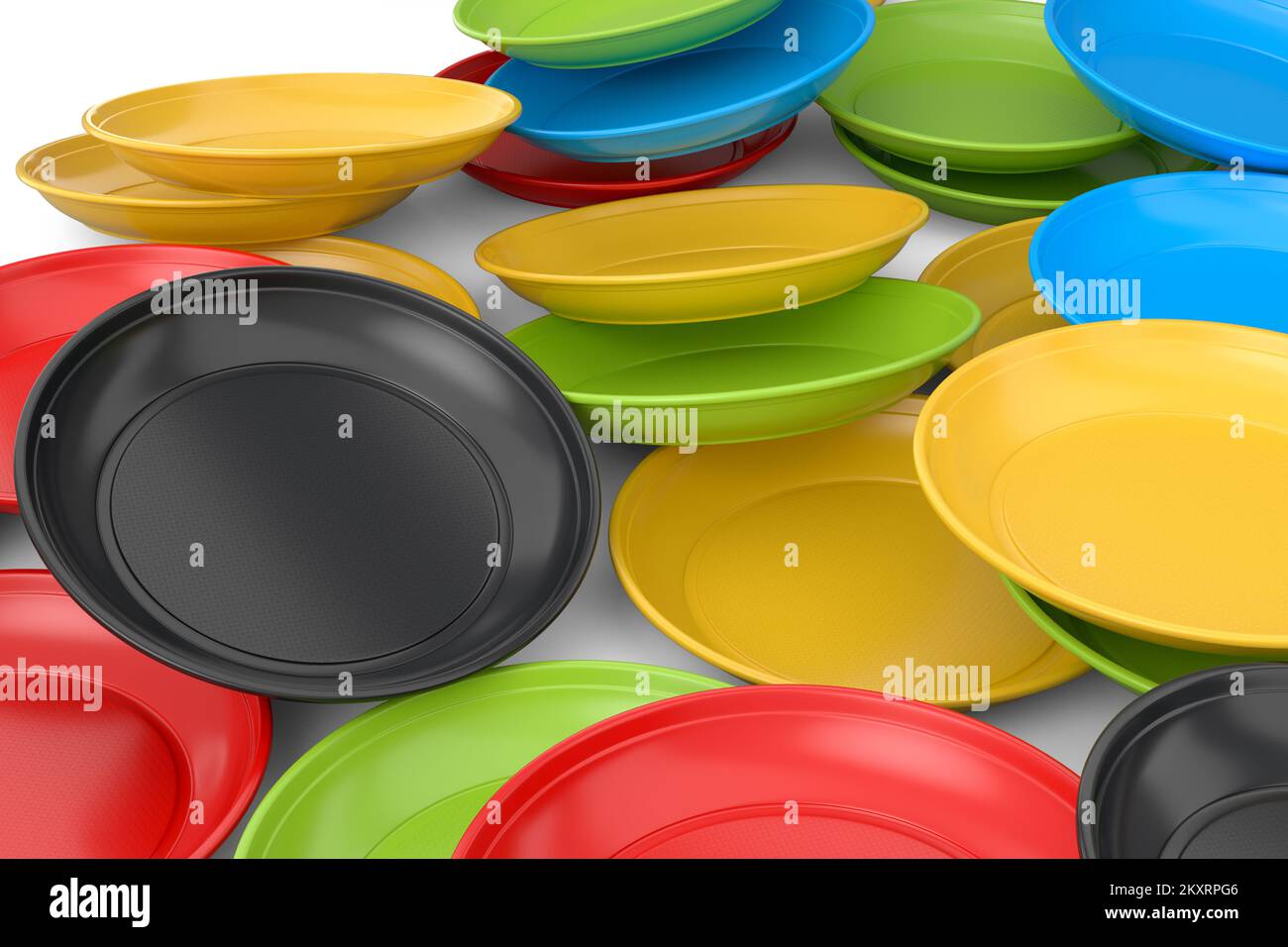 Heap of disposable utensils like plate, folk, spoon,knife and cup on ...