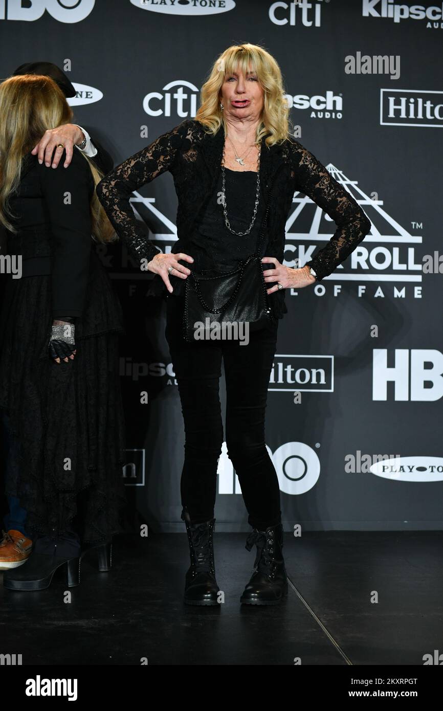 Christine McVie of Fleetwood Mac poses in the press room during the ...