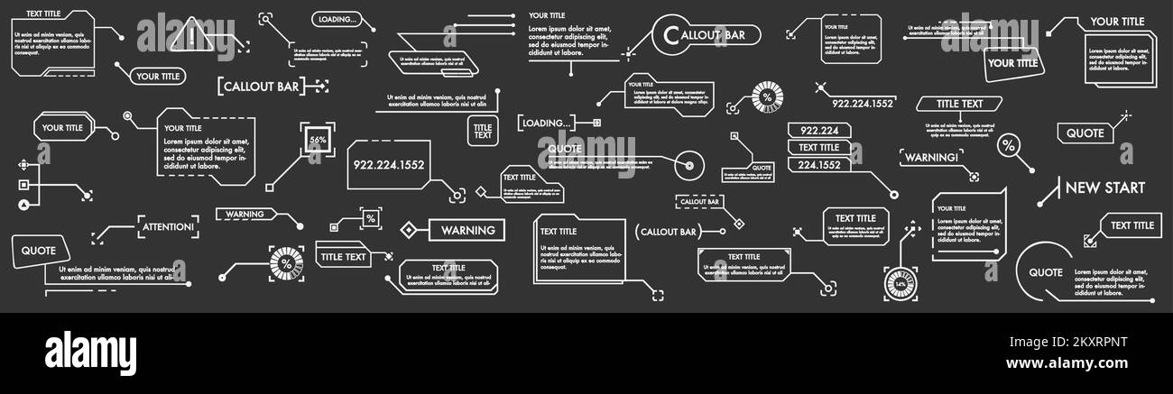 Futuristic callouts titles. Info boxes, digital information labels ...