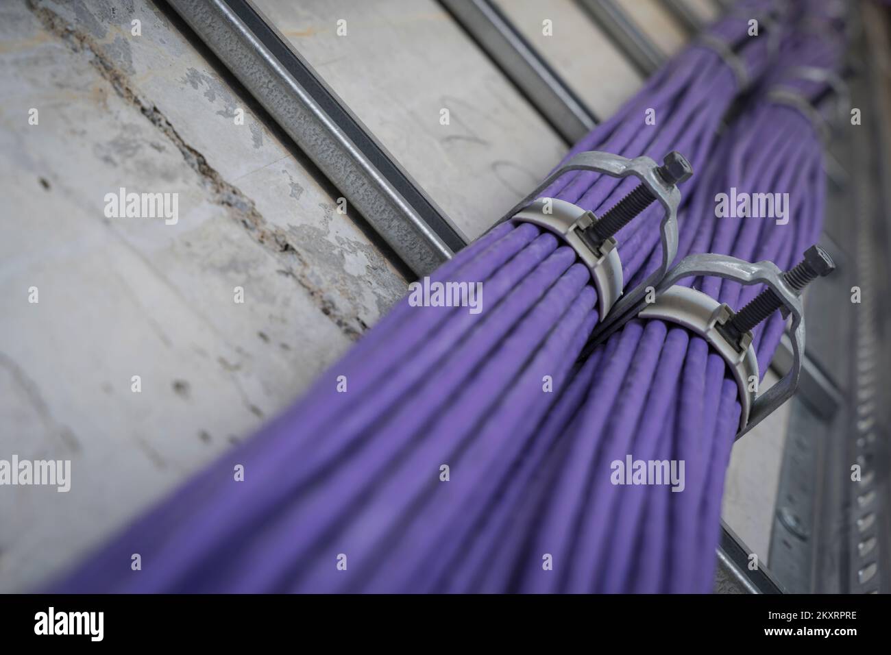 electric wire fixing in a industrialbuilding Stock Photo - Alamy