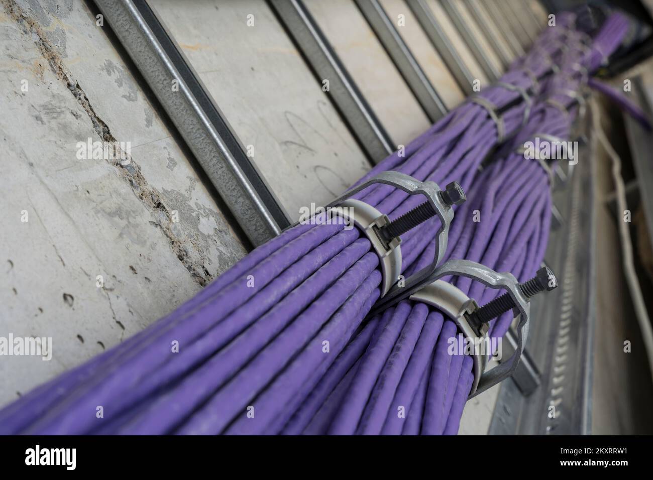 electric wire fixing in a industrialbuilding Stock Photo - Alamy