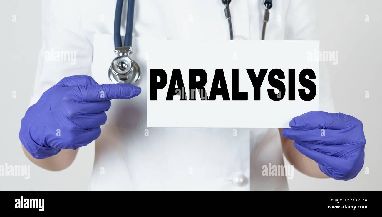 Medicine and health concept. The doctor points his finger at a sign ...