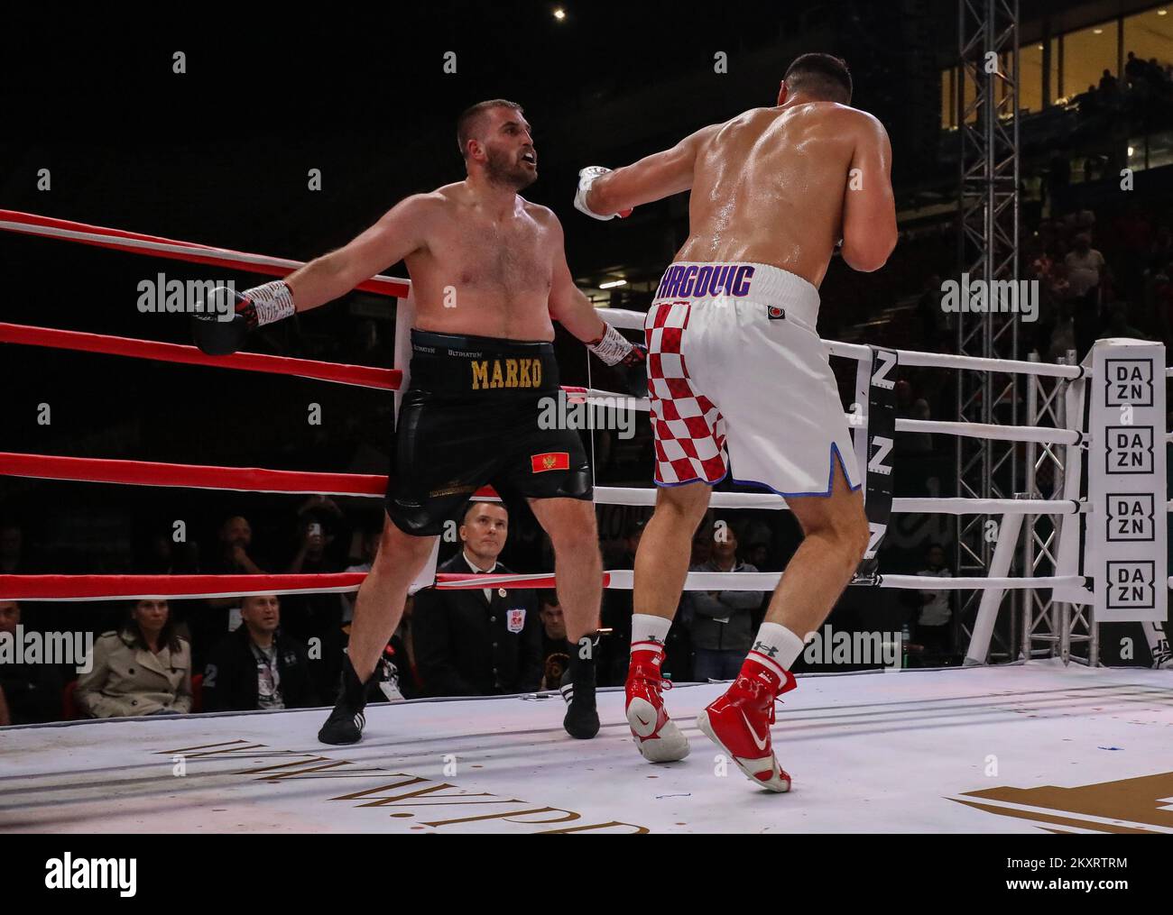 Croatian Filip Hrgovic in action against Montenegrin Marko Radonjic ...