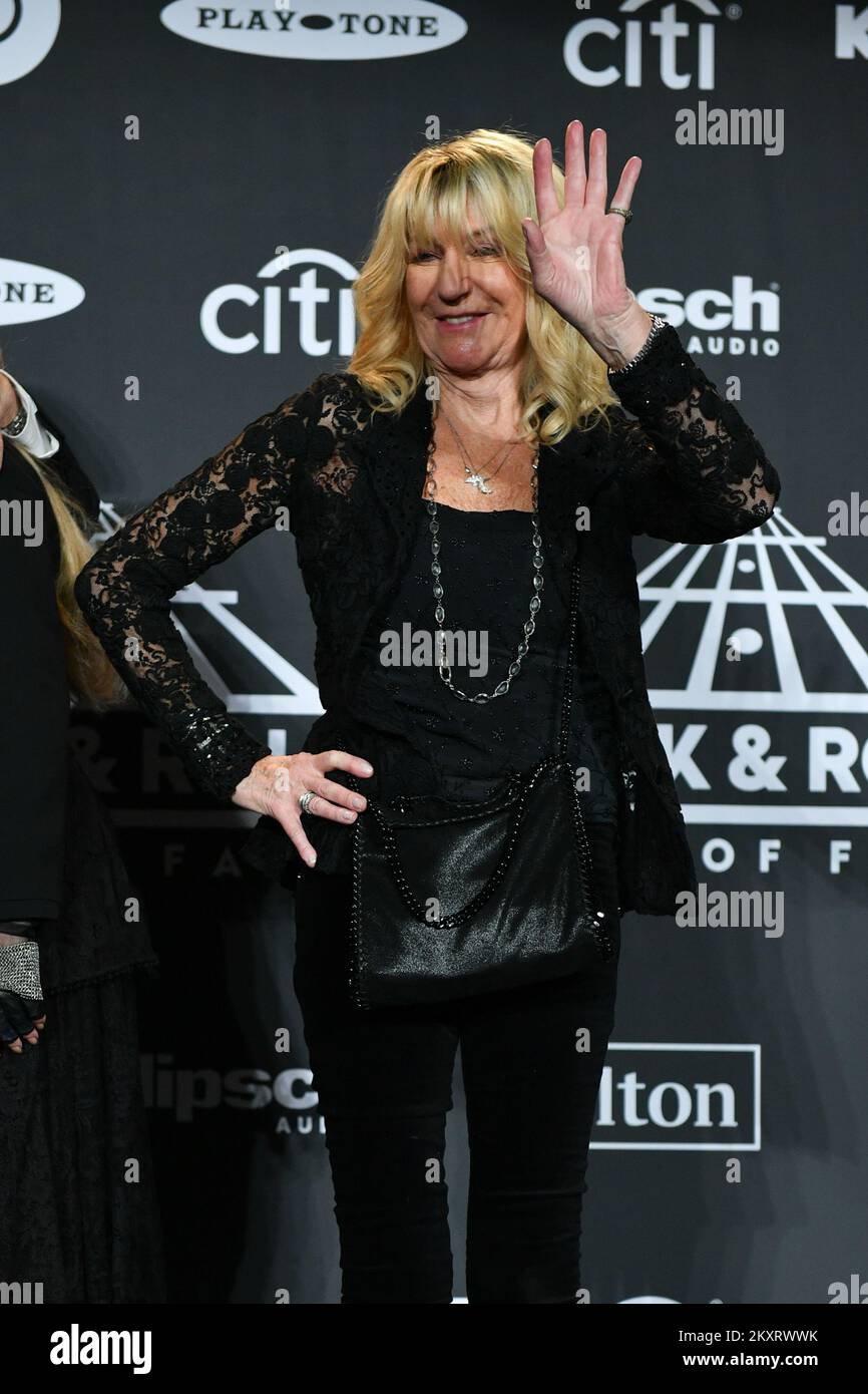 Christine McVie of Fleetwood Mac poses in the press room during the ...