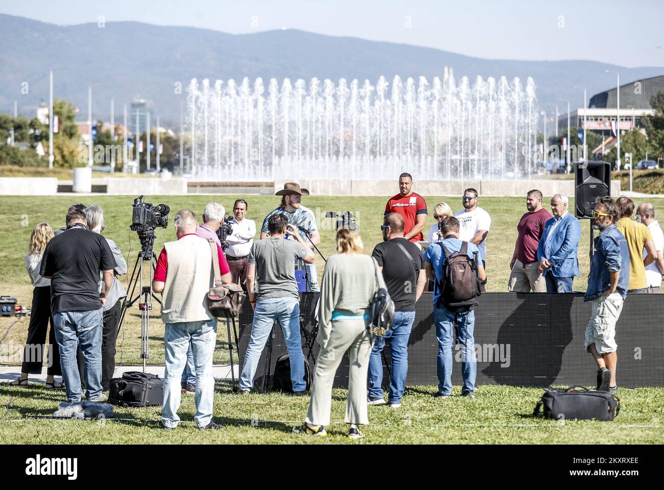 Athletes during the press conference in Zagreb on September 12, 2021 ...