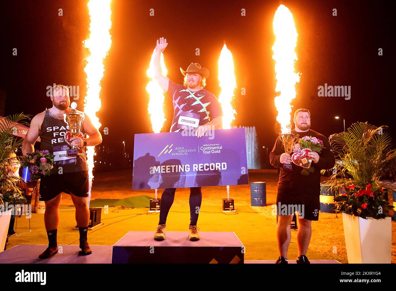 ZAGREB, CROATIA - SEPTEMBER 13: 1st place with a meeting record, Ryan ...