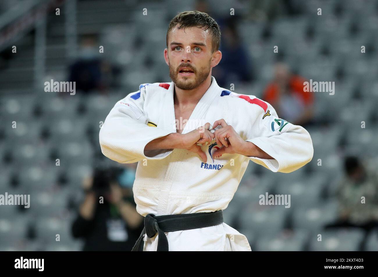 Samuel Hall of Great Britain reacts in the Men's -60kg semifinal match ...