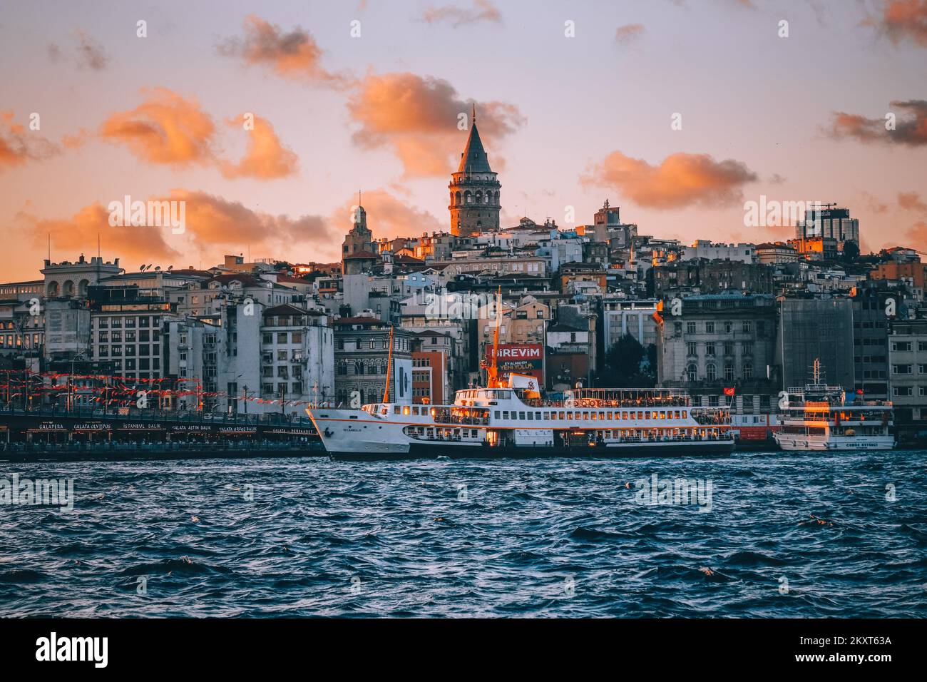 Istanbul city skyline in Turkey, Beyoglu district old houses with ...