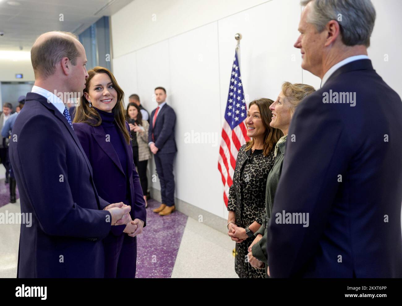 The Prince and Princess of Wales (left) are greeted by First Lady ...