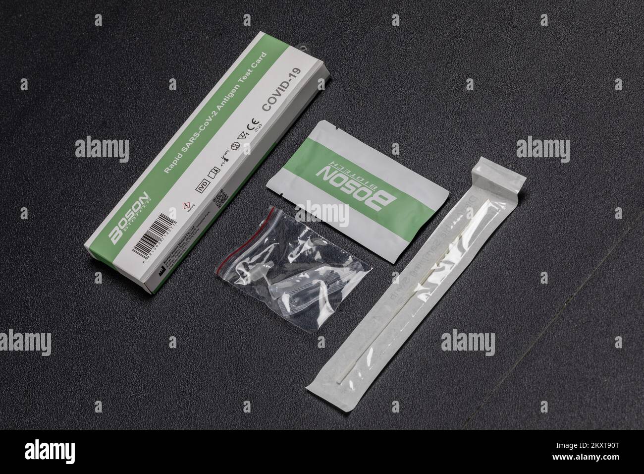 Illustration of the test with home test on Covid 19. in Zagreb, Croatia ...