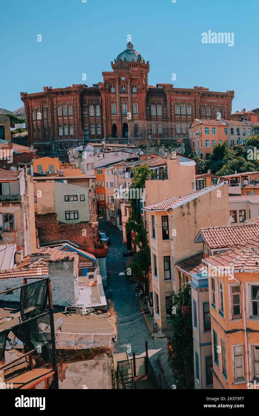 Balat district street view in Istanbul. Balat is popular tourist ...