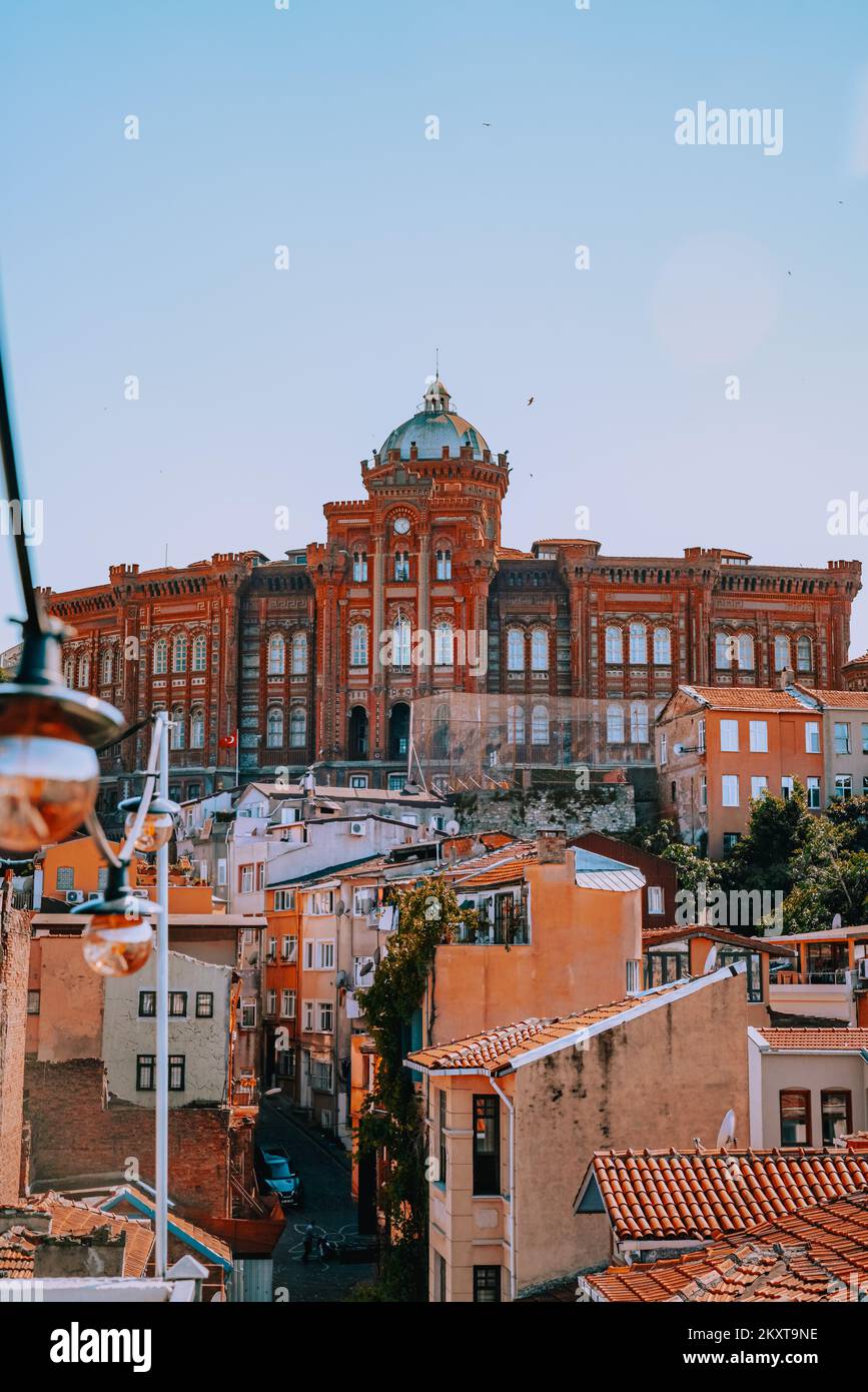 Balat district street view in Istanbul. Balat is popular tourist ...