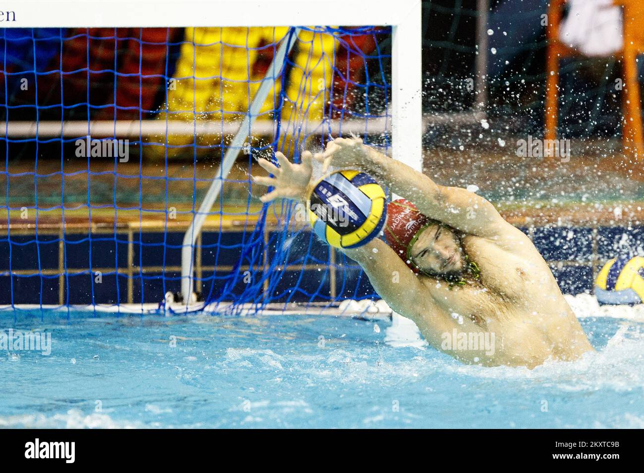 Goalkeeper Mate Anic of Jadran Split in action during the Champions ...