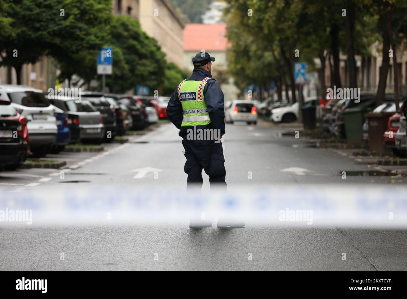 Croatian Police officer secure a road near the start area of 29th ...